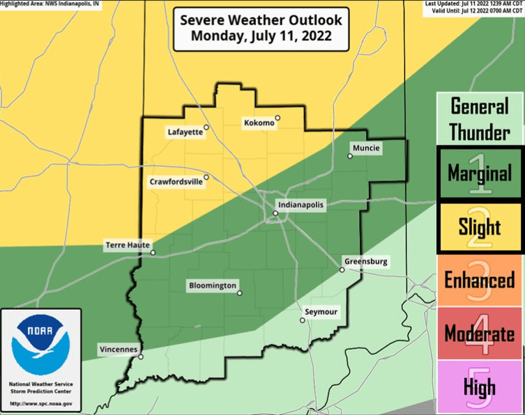 NWS: Severe Weather Threat Exists for Monday - WIBC 93.1 FM