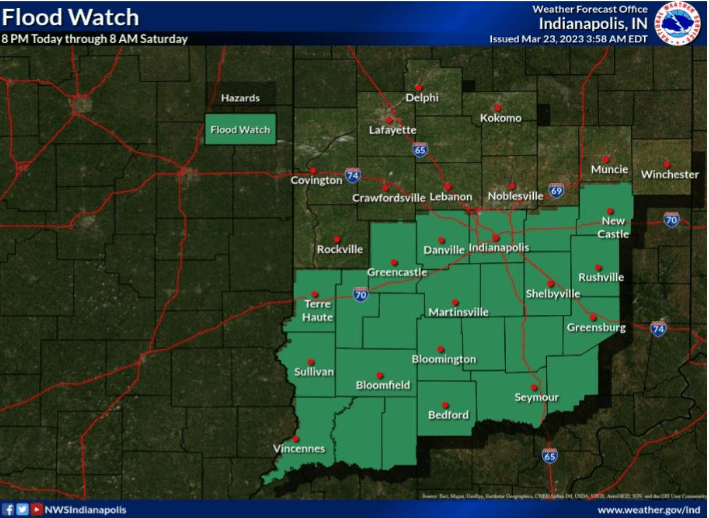 NWS: Flood Watch Goes Into Effect Thursday Night - WIBC 93.1 FM