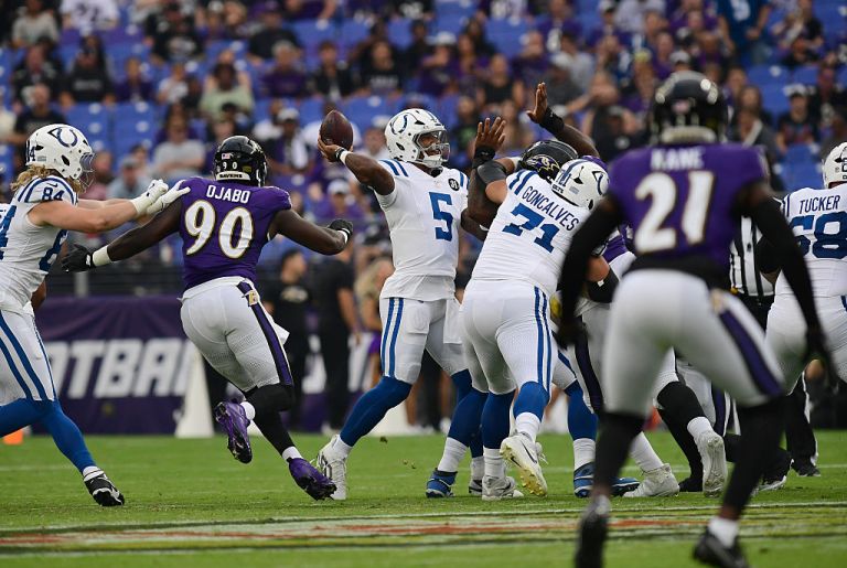 Colts Fall to Ravens, Richardson Leaves with Finger Injury