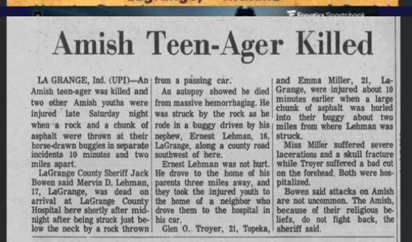 State Police Looking for Info in 1969 Death of Amish Teenager